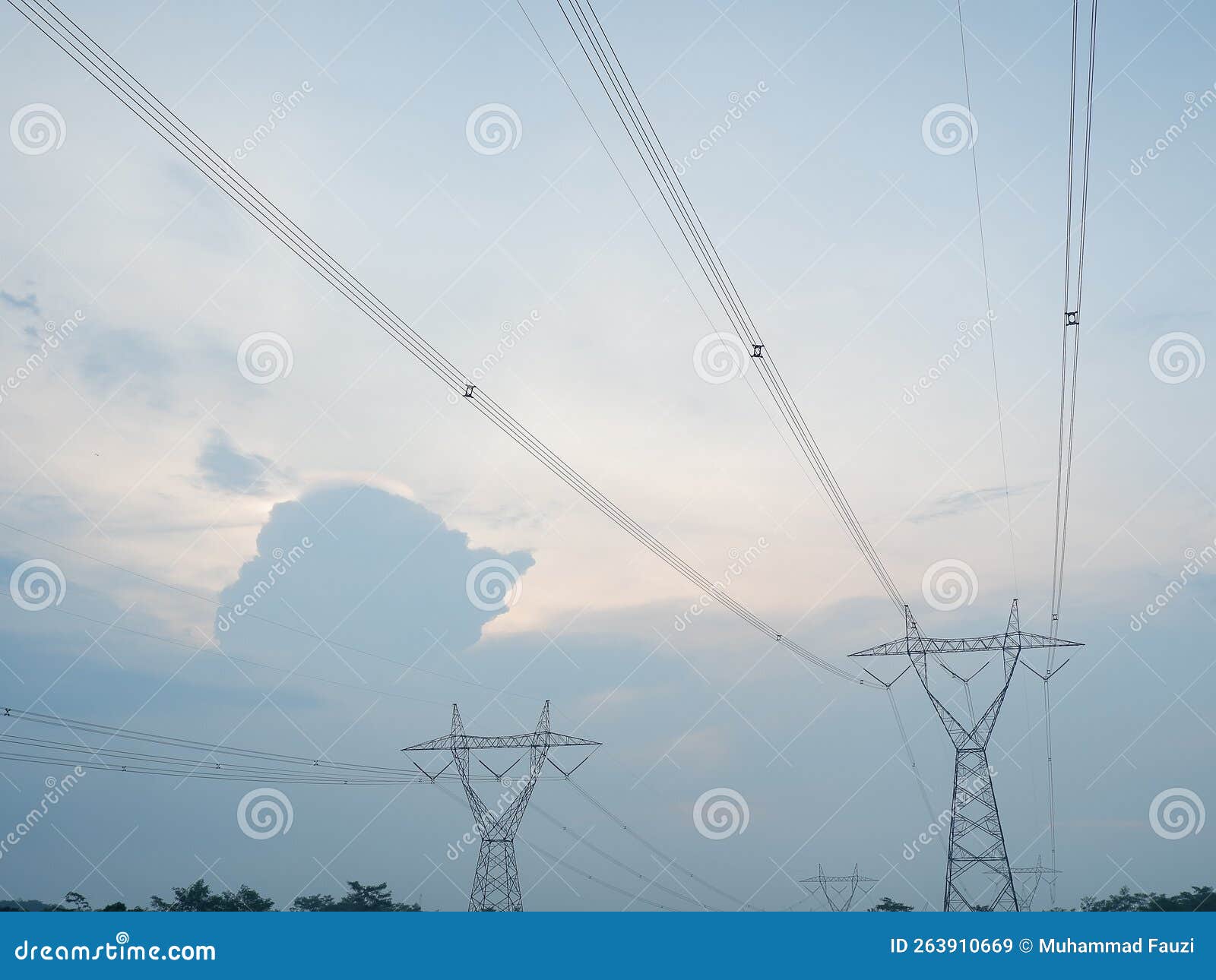 High Voltage Power Cable Network with Blue Sky Background Stock Image ...