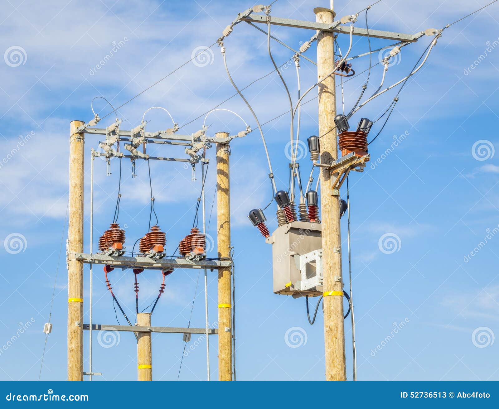 High Voltage Power Divider and Transformer on Blue Sky Stock Image ...