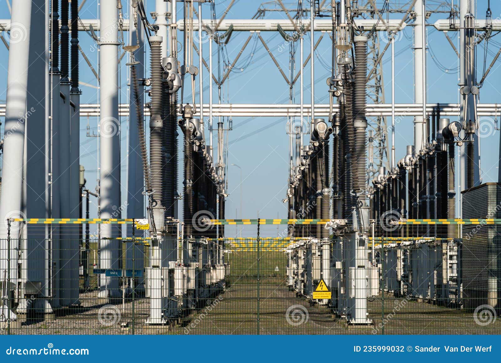 High voltage power grid stock photo. Image of eemshaven - 235999032