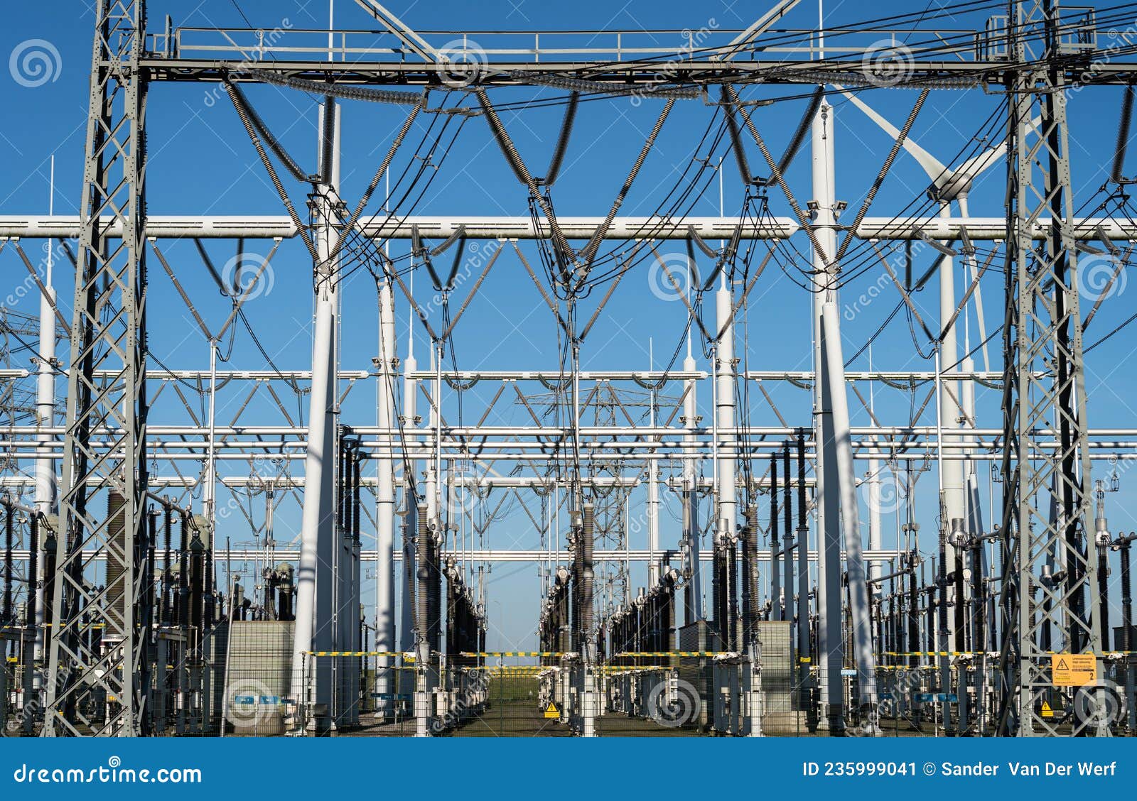 High voltage power grid stock image. Image of dangerous - 235999041