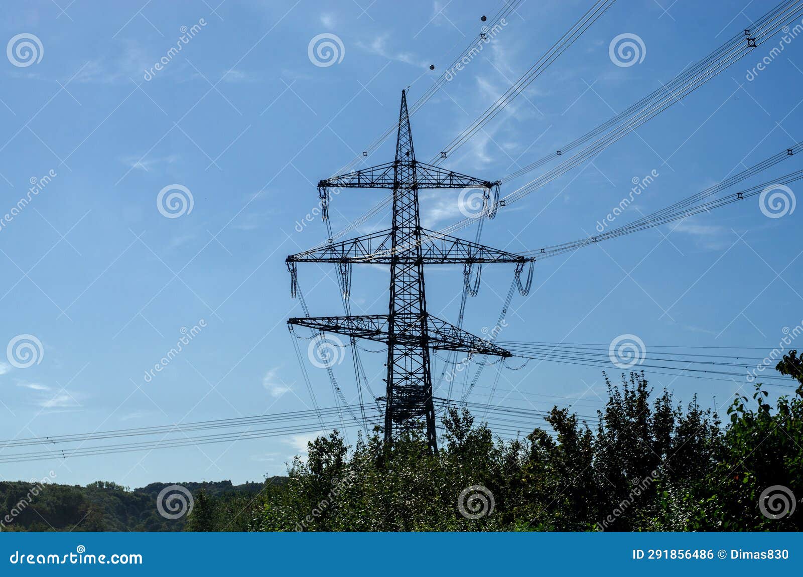 High Voltage Power Line in Germany Stock Photo - Image of production ...
