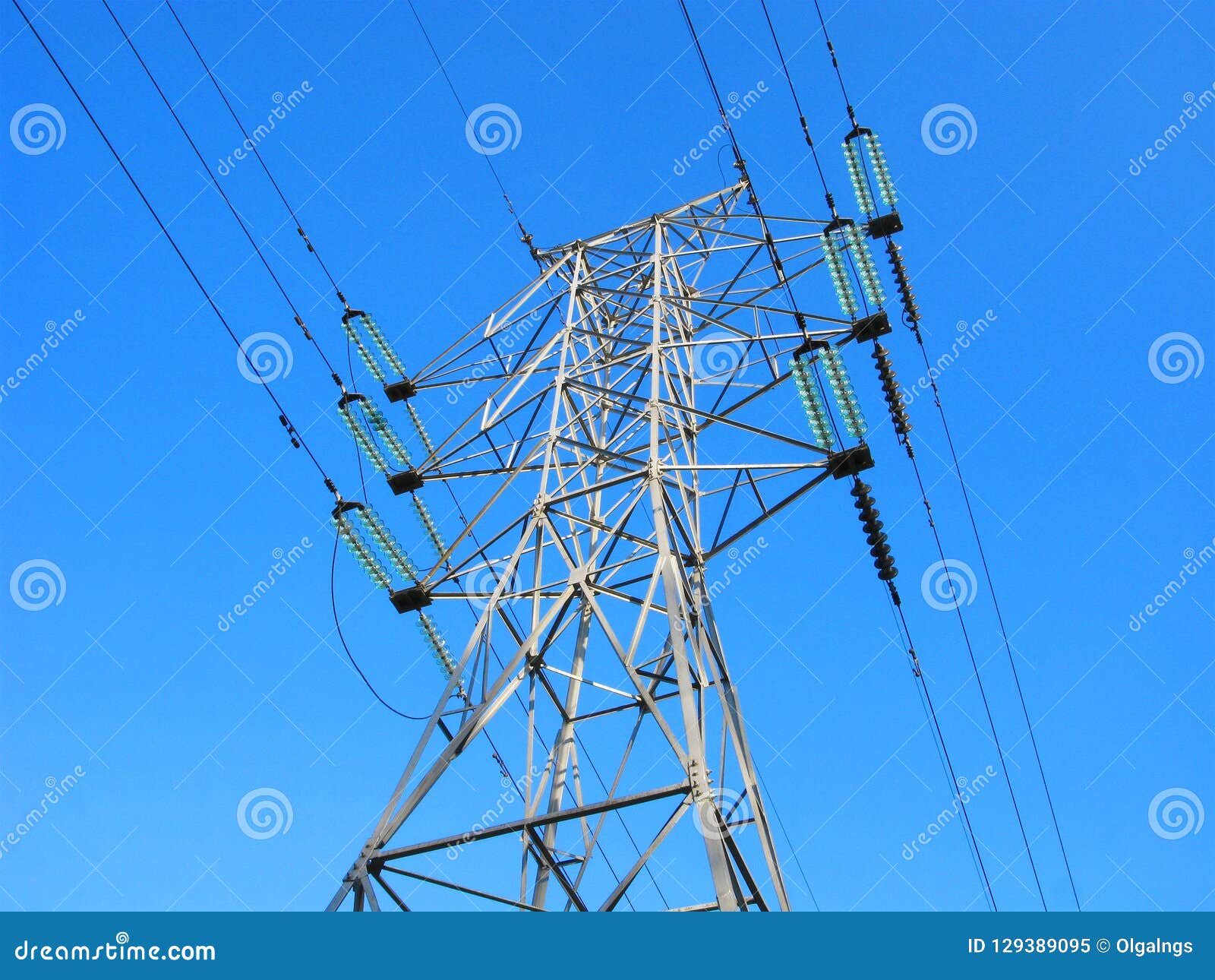 High Voltage Power Line, Low Angle View Stock Image - Image of frame ...
