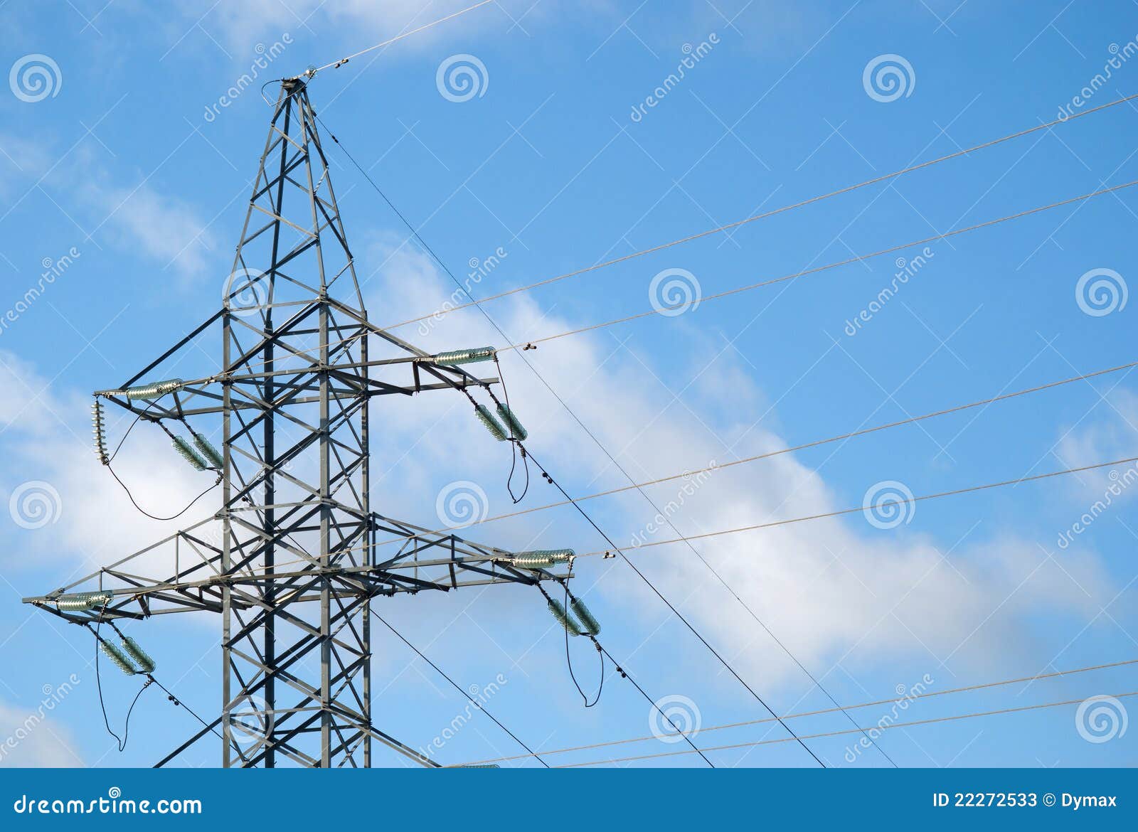 High-voltage Power Line Metal Prop Horizontal View Stock Image - Image ...