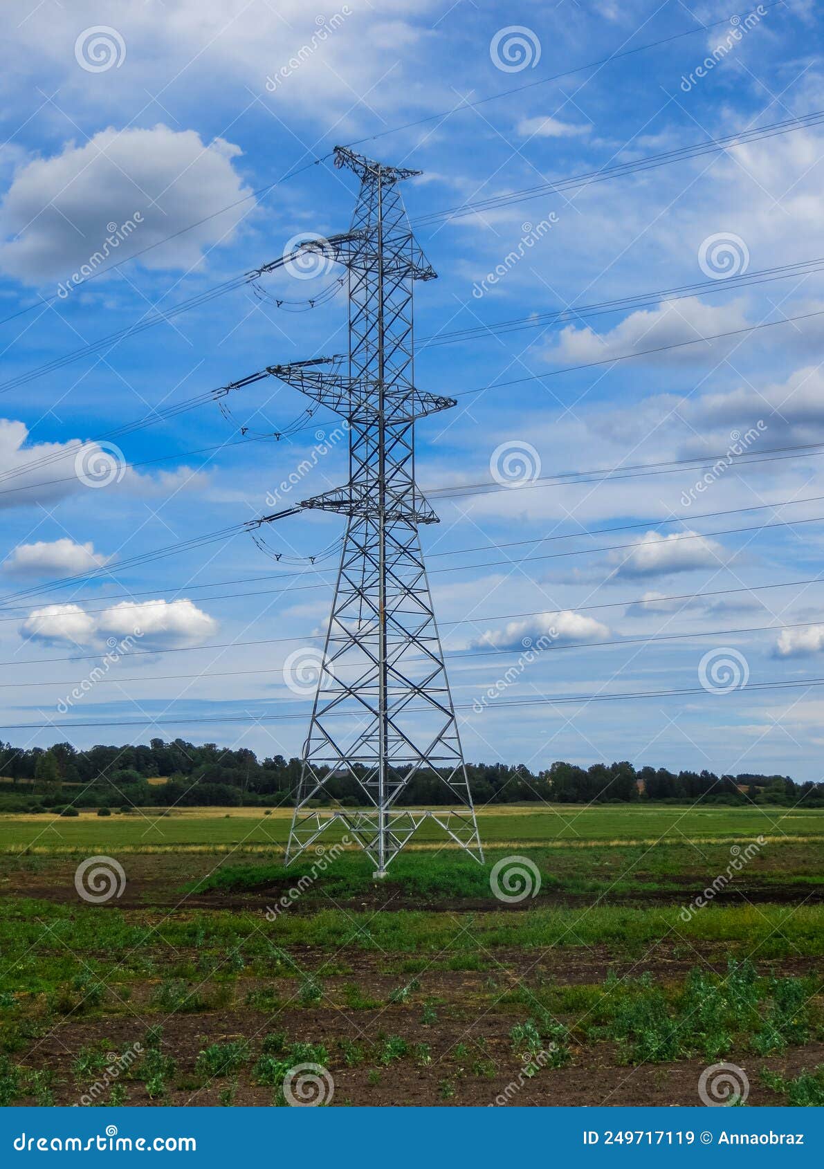 High Voltage Power Line in the Middle of a Sloping Field Stock Image ...