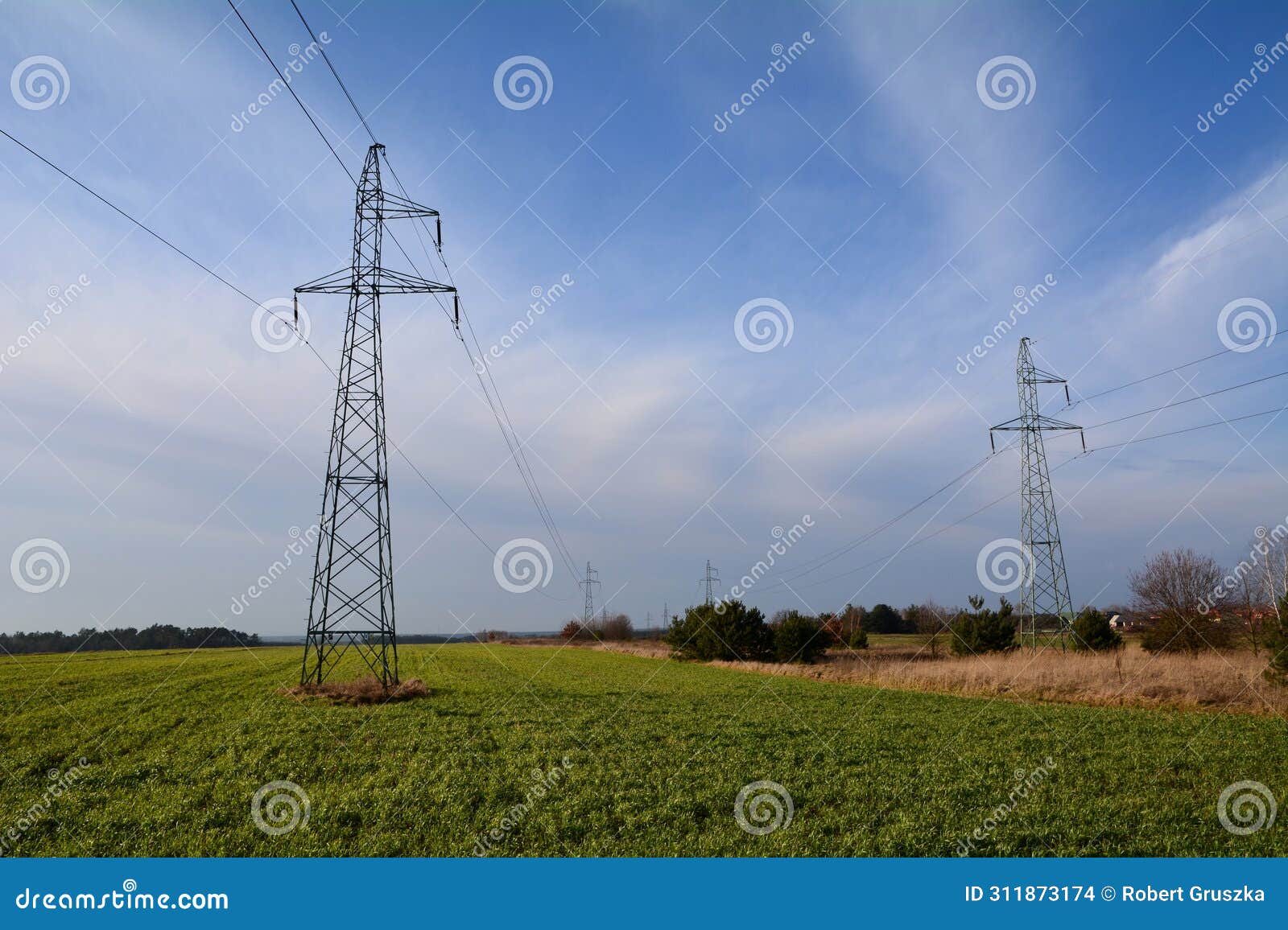 Power line pole stock photo. Image of electrical, electricity - 311873174