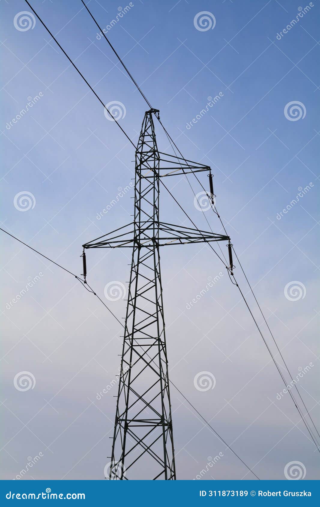 Power line pole stock image. Image of engineering, energy - 311873189