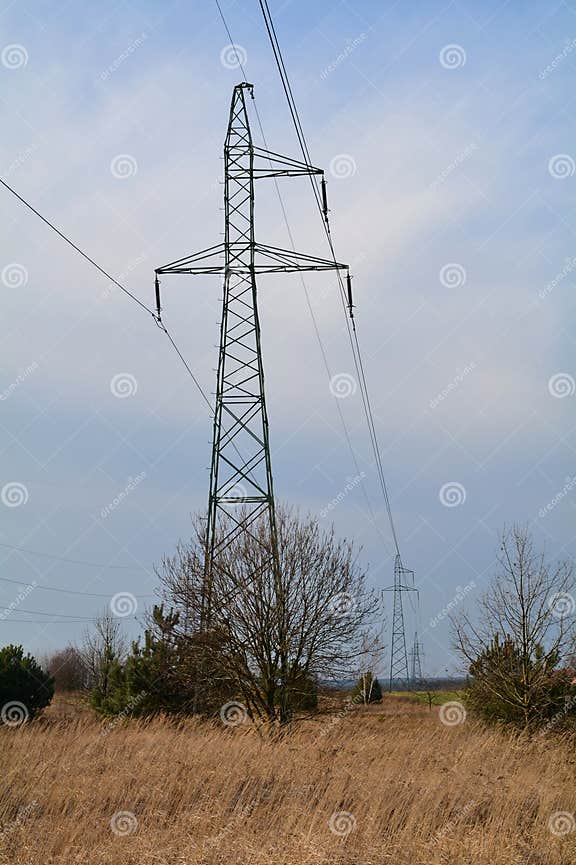 Power line pole stock image. Image of communication - 311873221