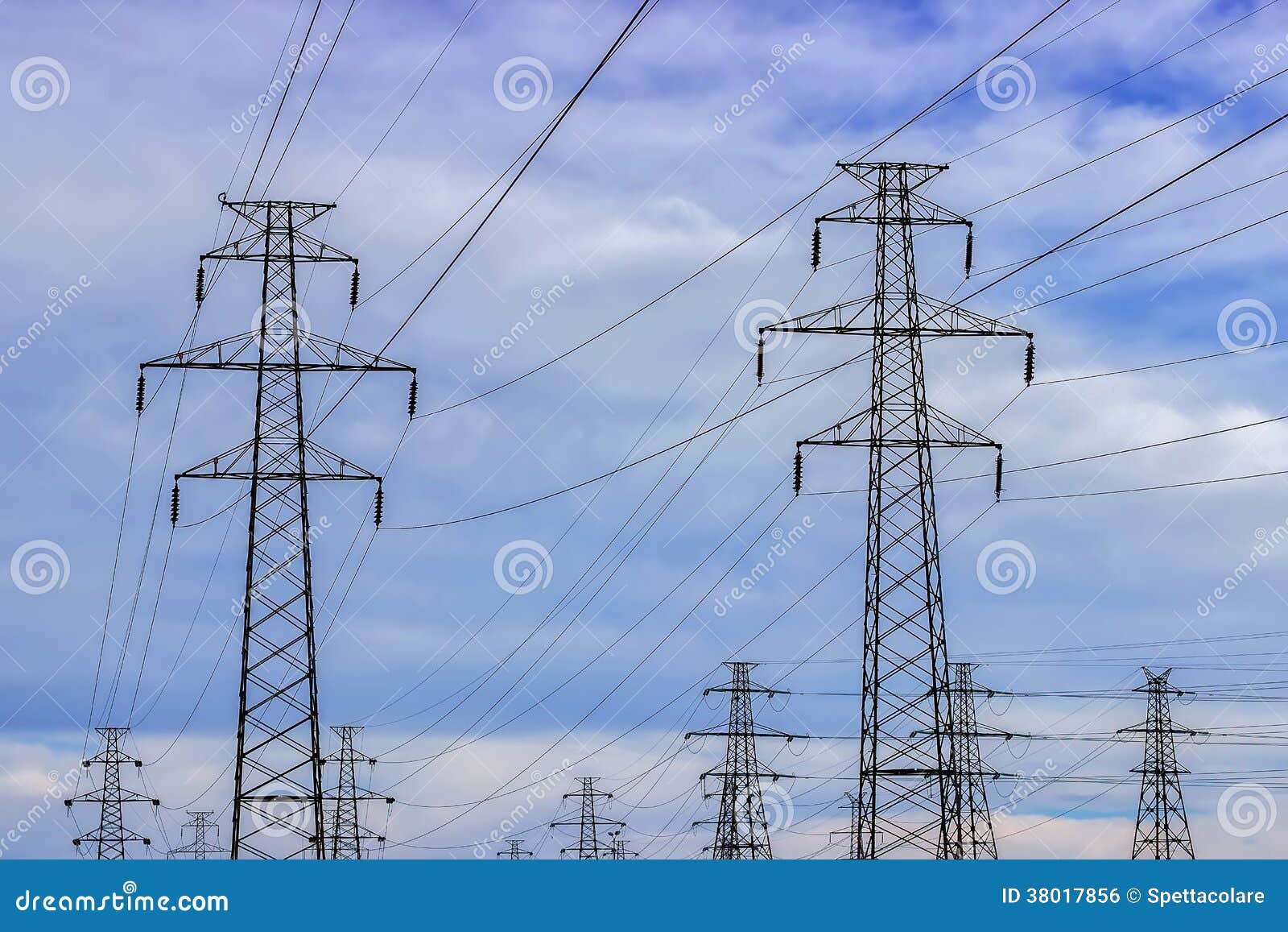High Voltage Power Line Poles Stock Photo - Image of line, high: 38017856