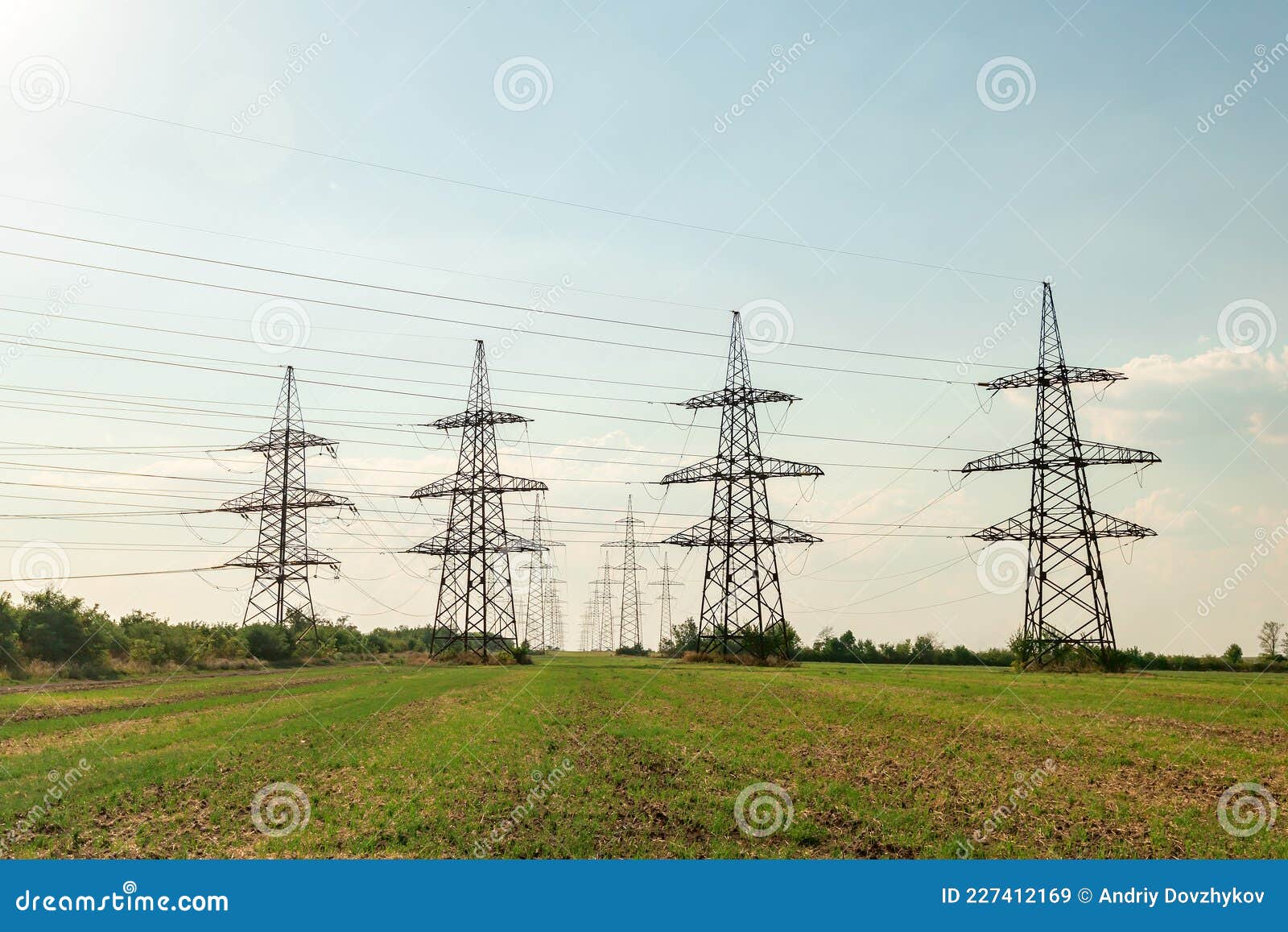 High Voltage Power Line Poles with Wires Stock Image - Image of pole ...