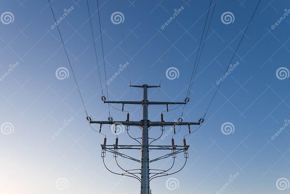 High Voltage Power Line Post Stock Photo - Image of background, line ...