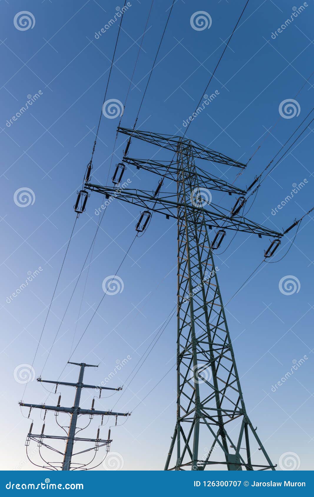 High Voltage Power Line Posts Stock Image - Image of sunset, energy ...