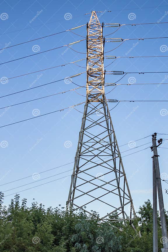 High-voltage Power Line, Steel Engineering Structure Stock Image ...