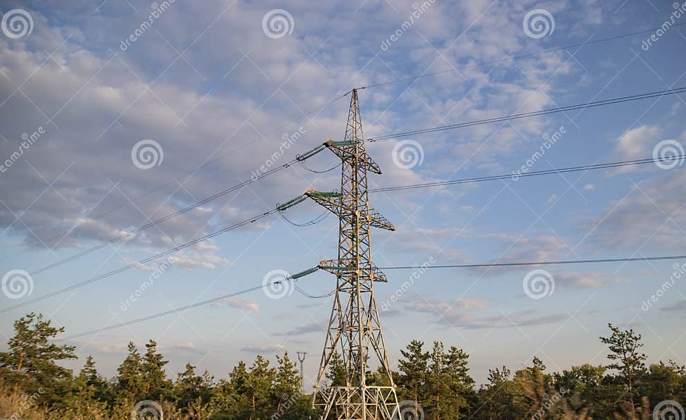 High-voltage Power Line, Steel Engineering Structure Stock Image ...