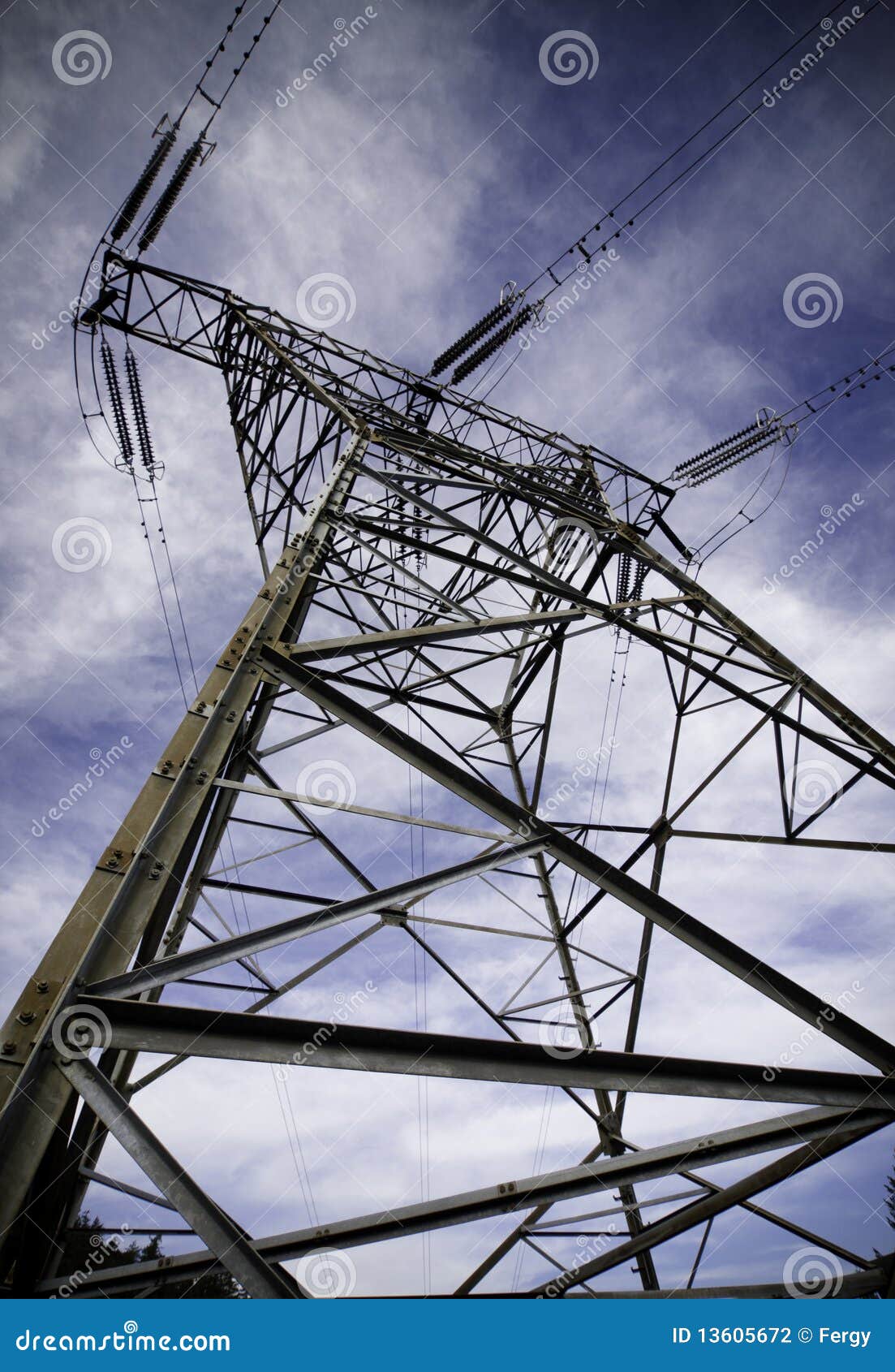 High Voltage Power Line Tower Stock Photo - Image of powerlines, blue ...