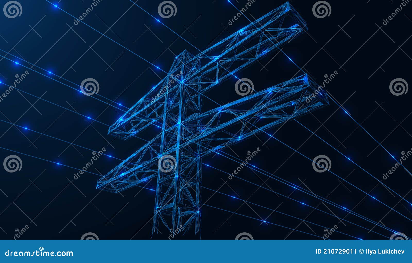 High-voltage Power Line. The Tower With Its Lines Of Electric Current ...