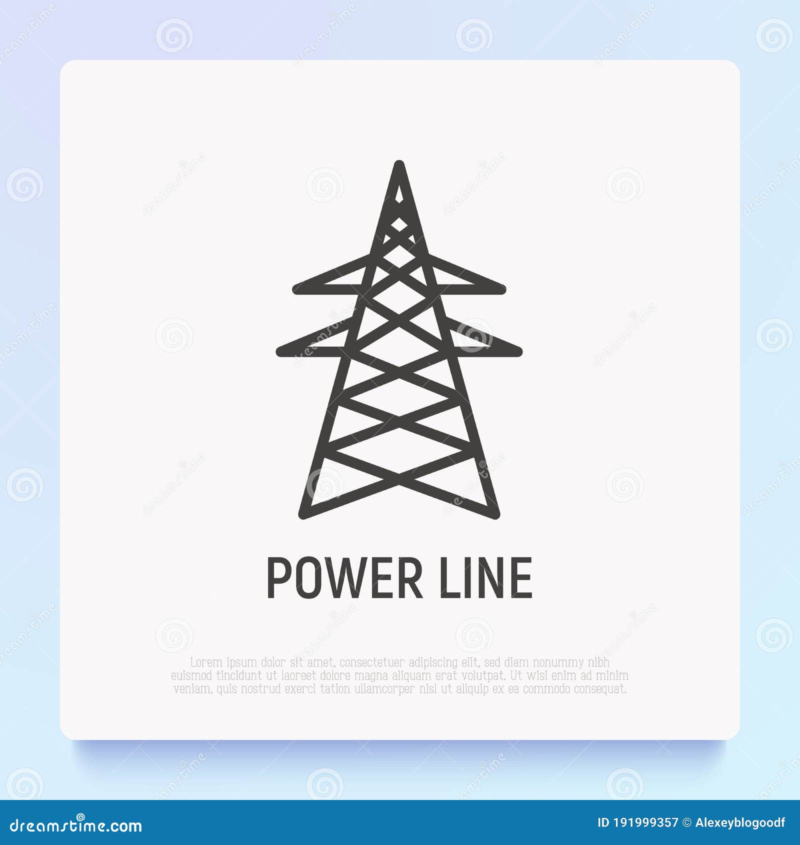 High Voltage Power Line Tower Support. Thin Line Icon Stock Vector ...
