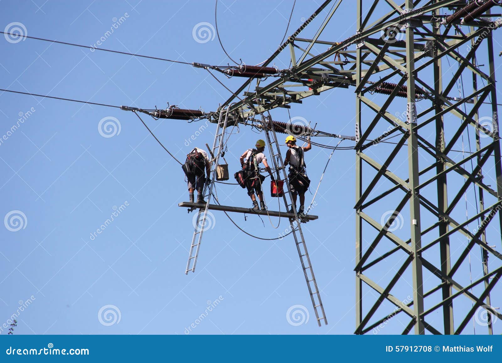 High voltage power line editorial stock photo. Image of pylon - 57912708
