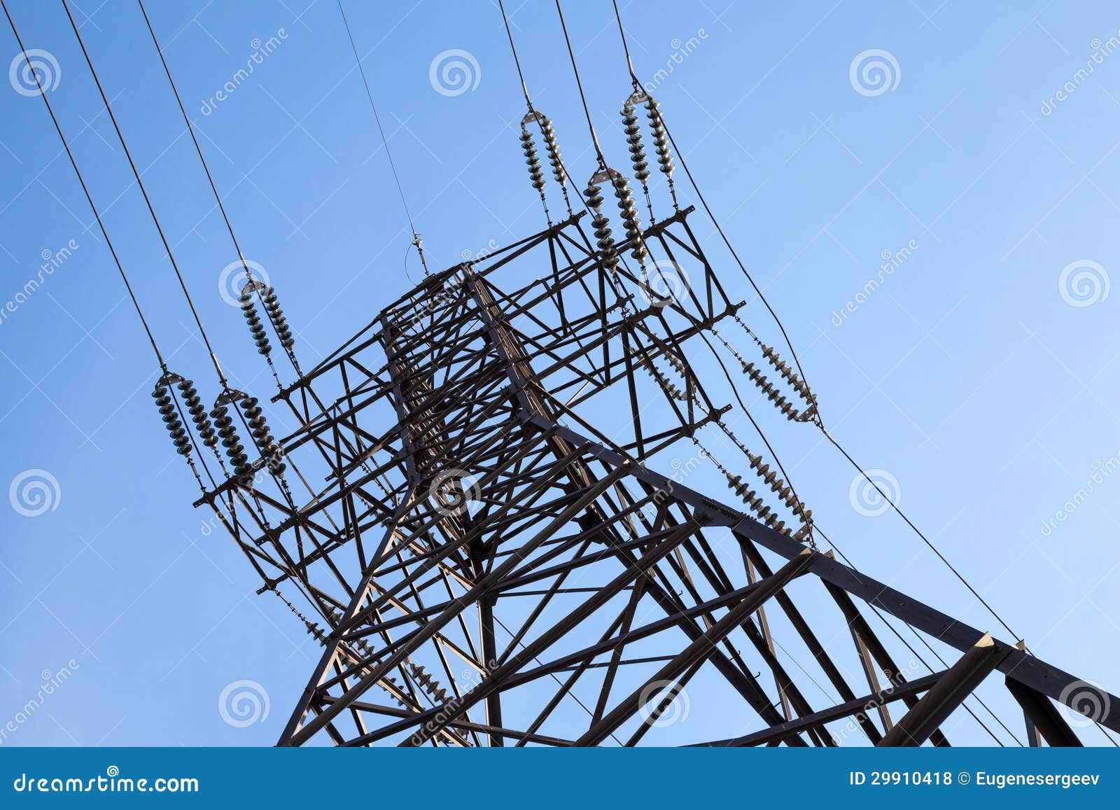 High Voltage Power Lines and Big Pylon Stock Photo - Image of isolation ...