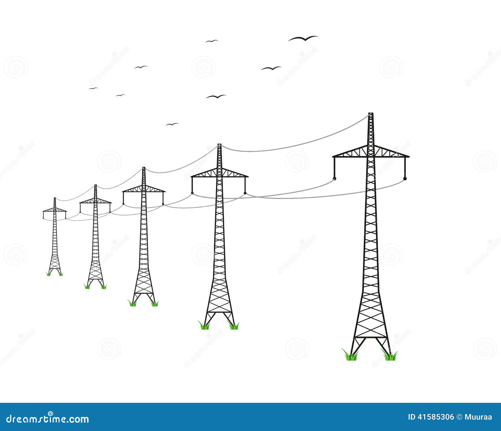 High voltage power lines stock vector. Illustration of engineering ...