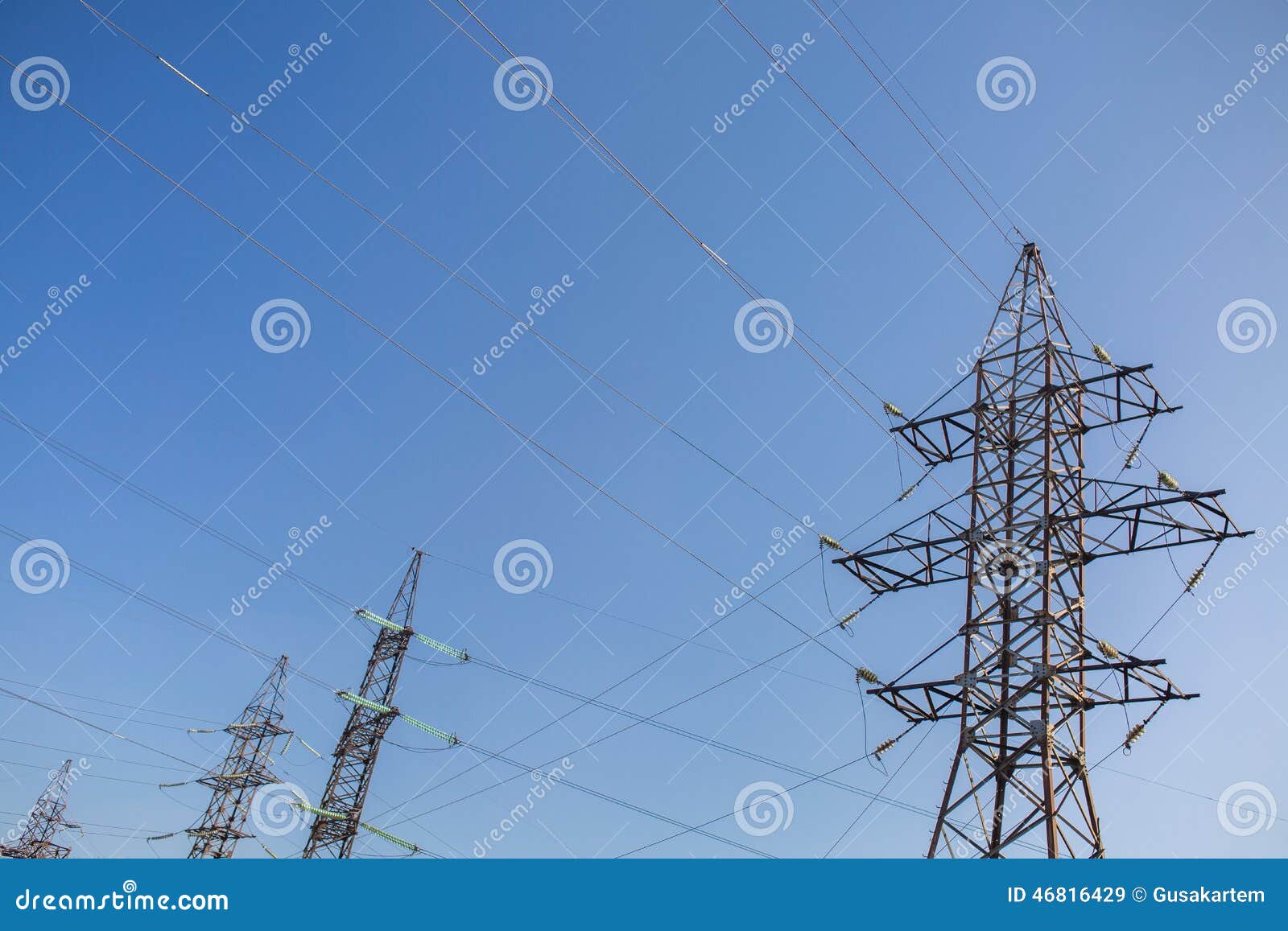 High voltage power lines stock image. Image of construction - 46816429