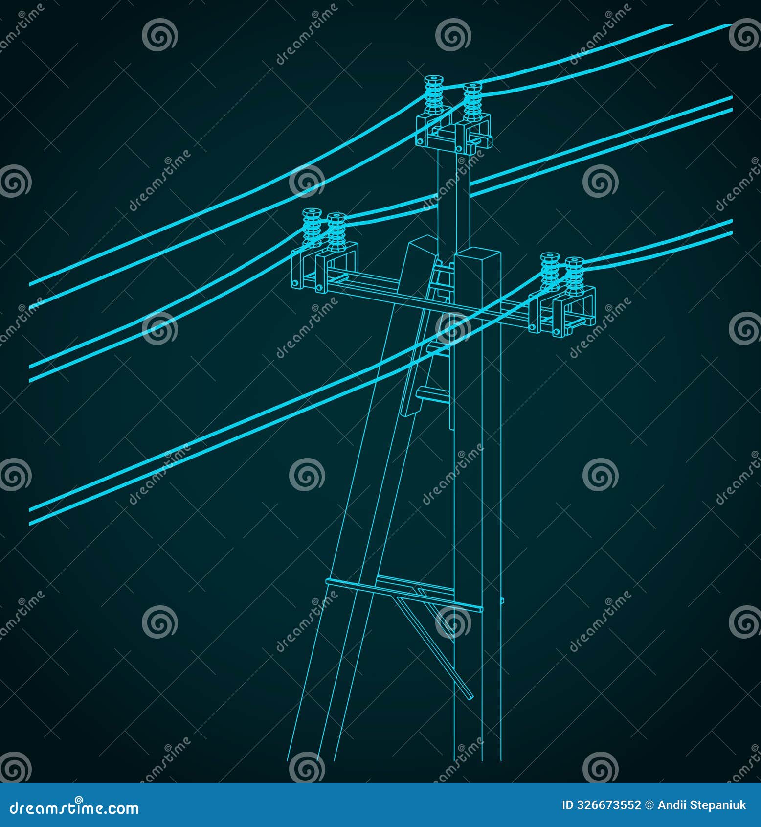 High Voltage Power Lines Blueprint Stock Illustration - Illustration of ...
