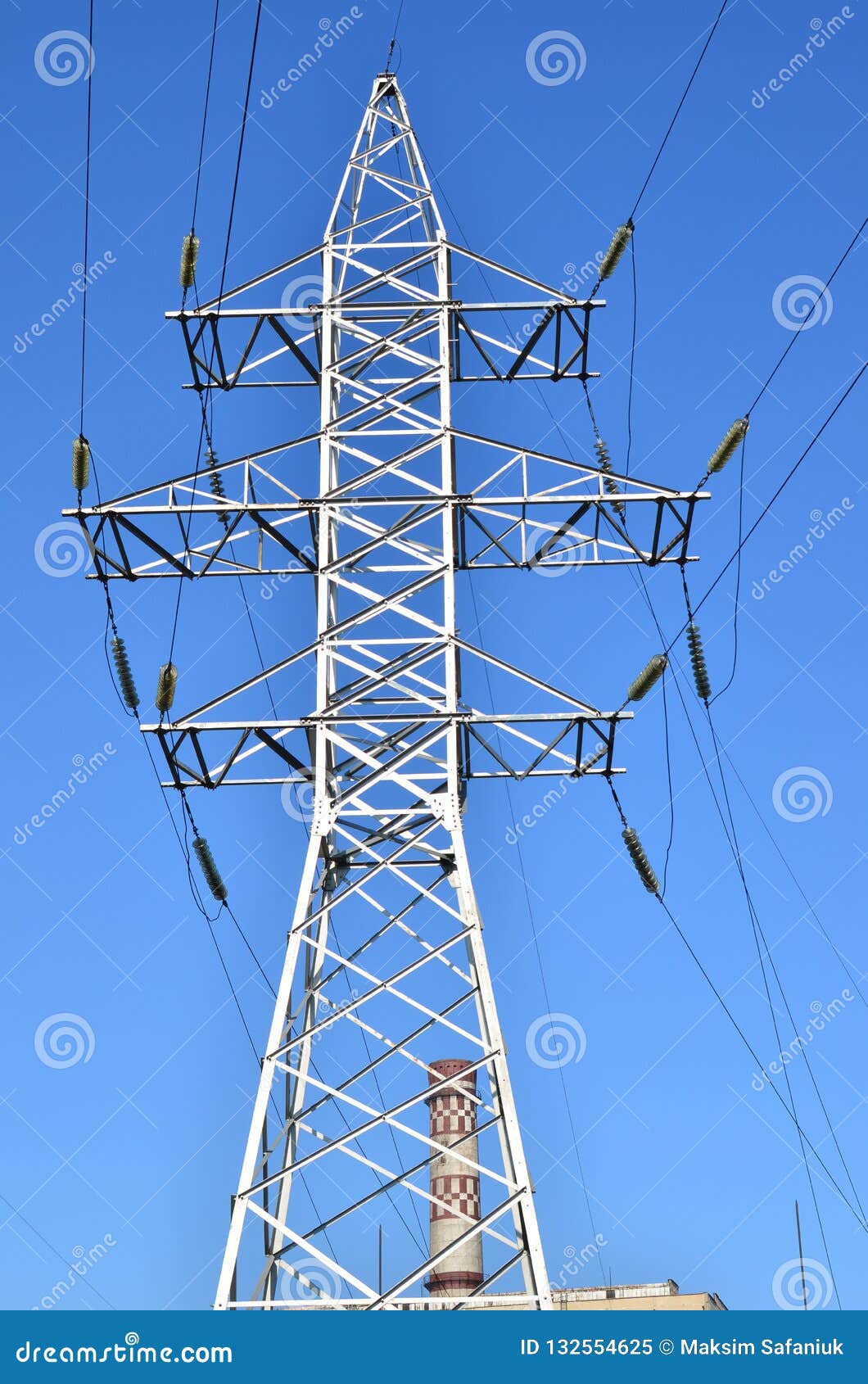 High-voltage Power Lines. Electric Distribution Station Stock Image ...