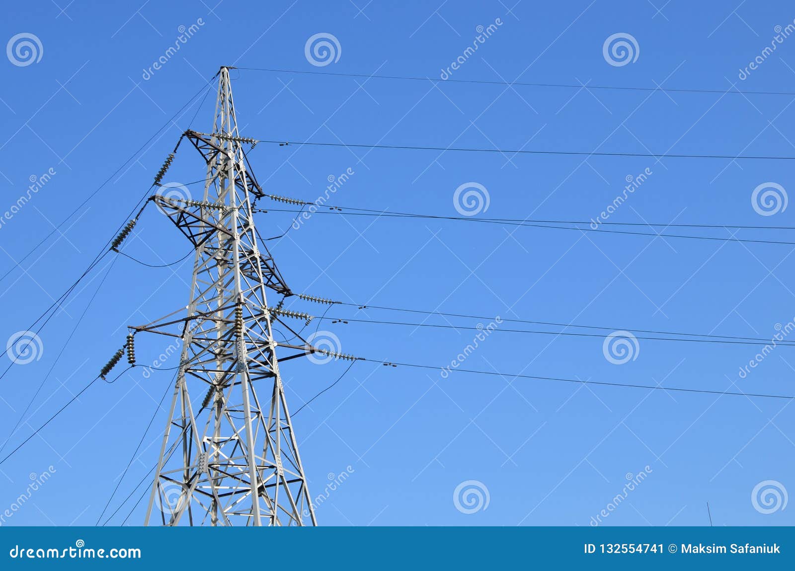 High-voltage Power Lines. Electric Distribution Station Stock Image ...