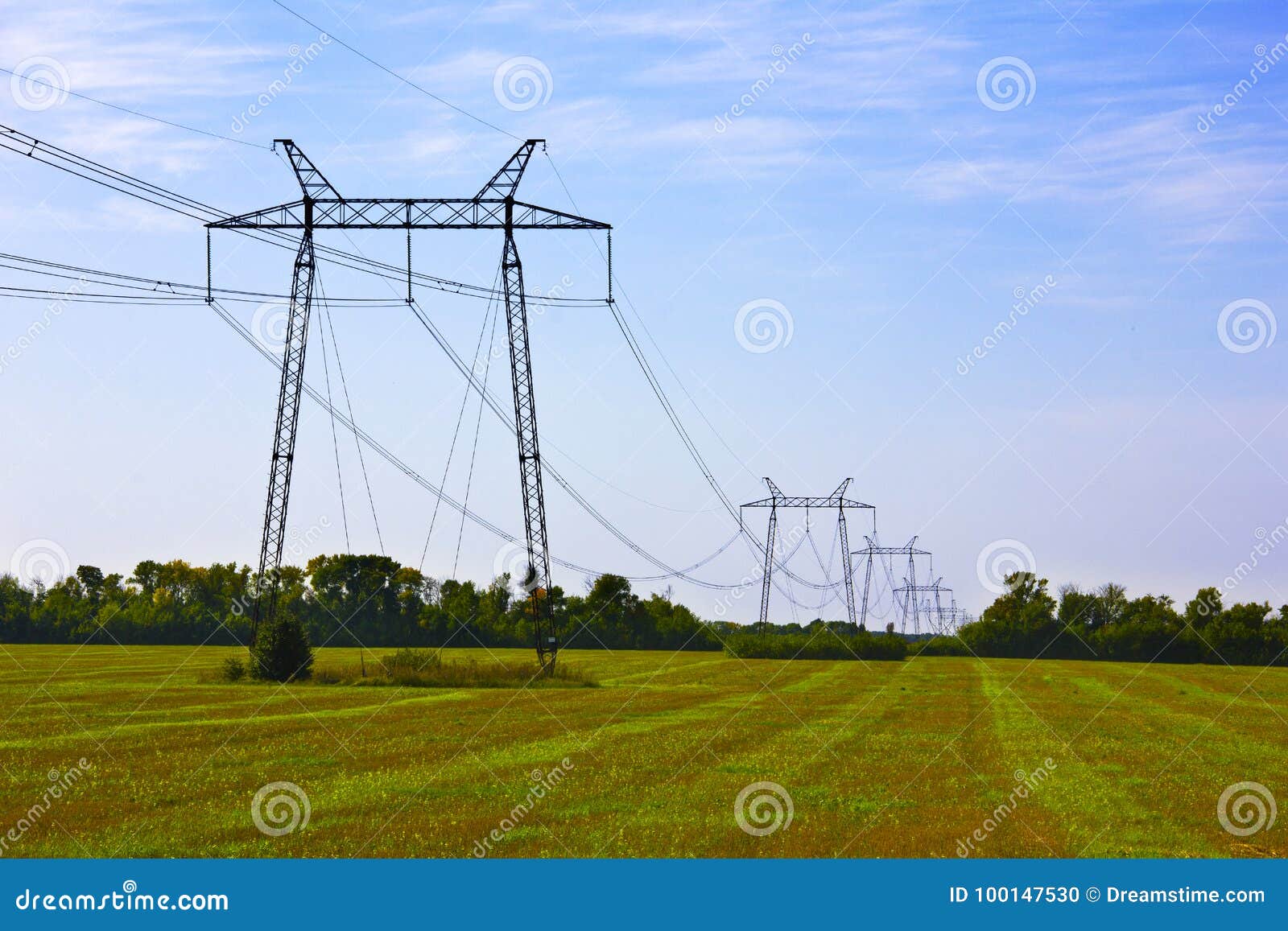 High-voltage power lines stock photo. Image of power - 100147530