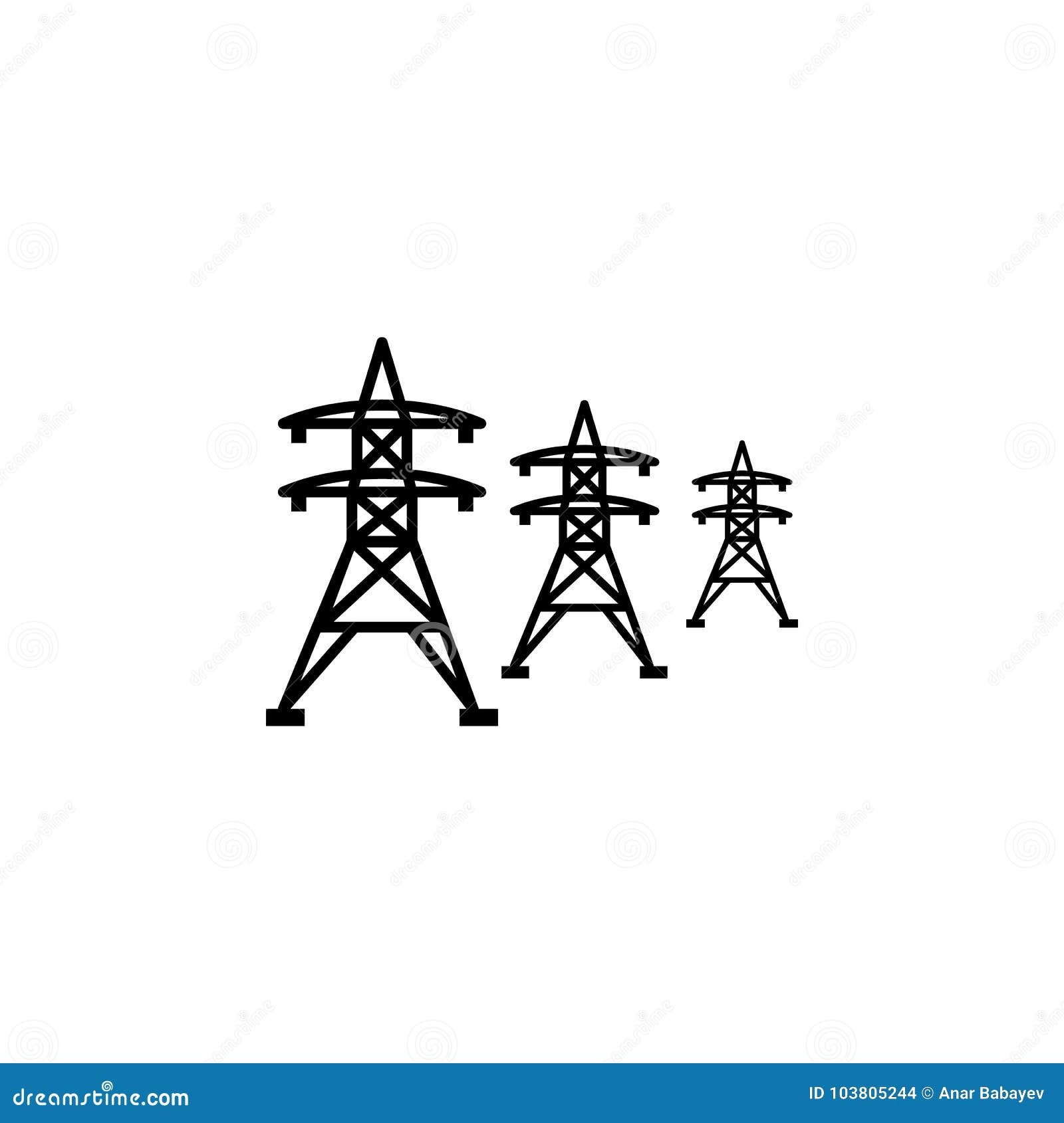 High Voltage Power Lines Icon Stock Vector - Illustration of industrial ...