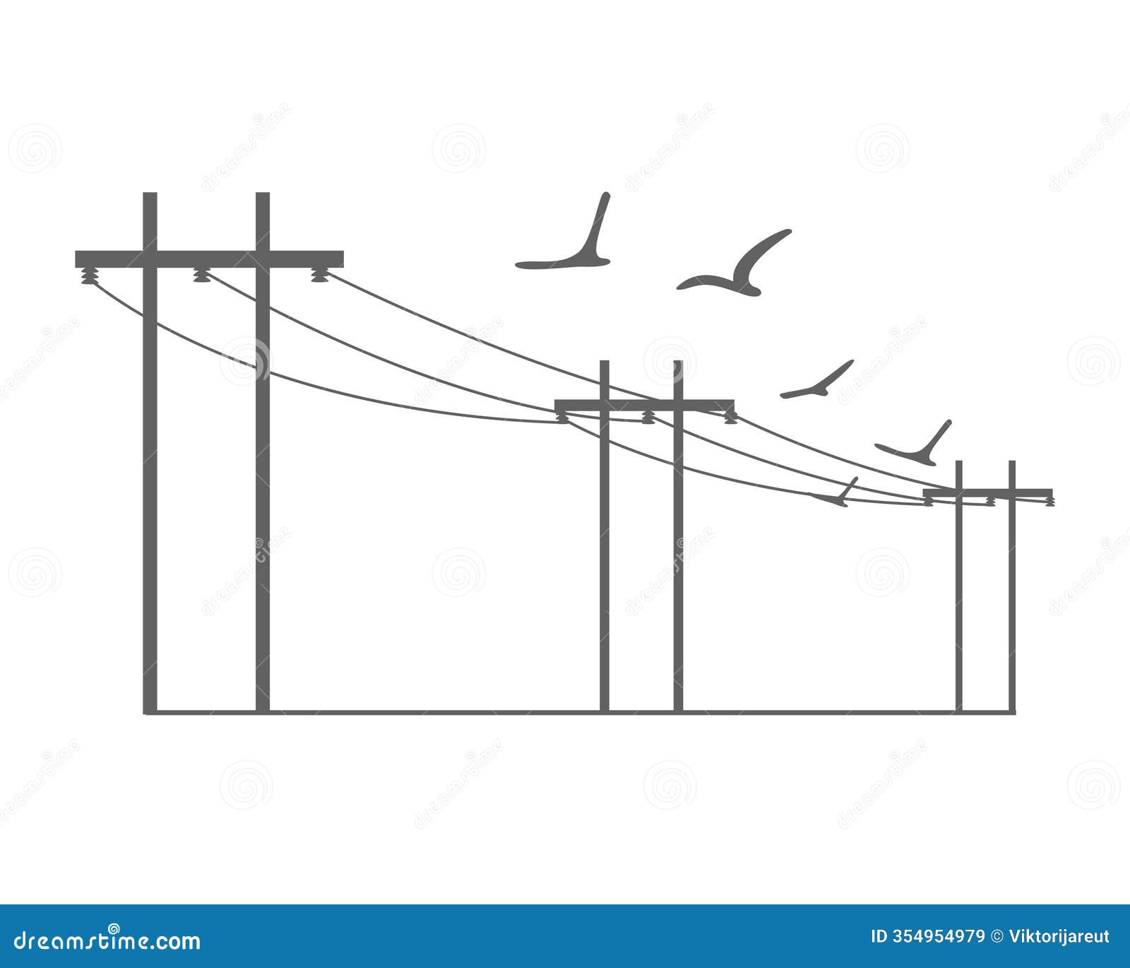 High Voltage Power Lines Isolated on White Background Stock ...