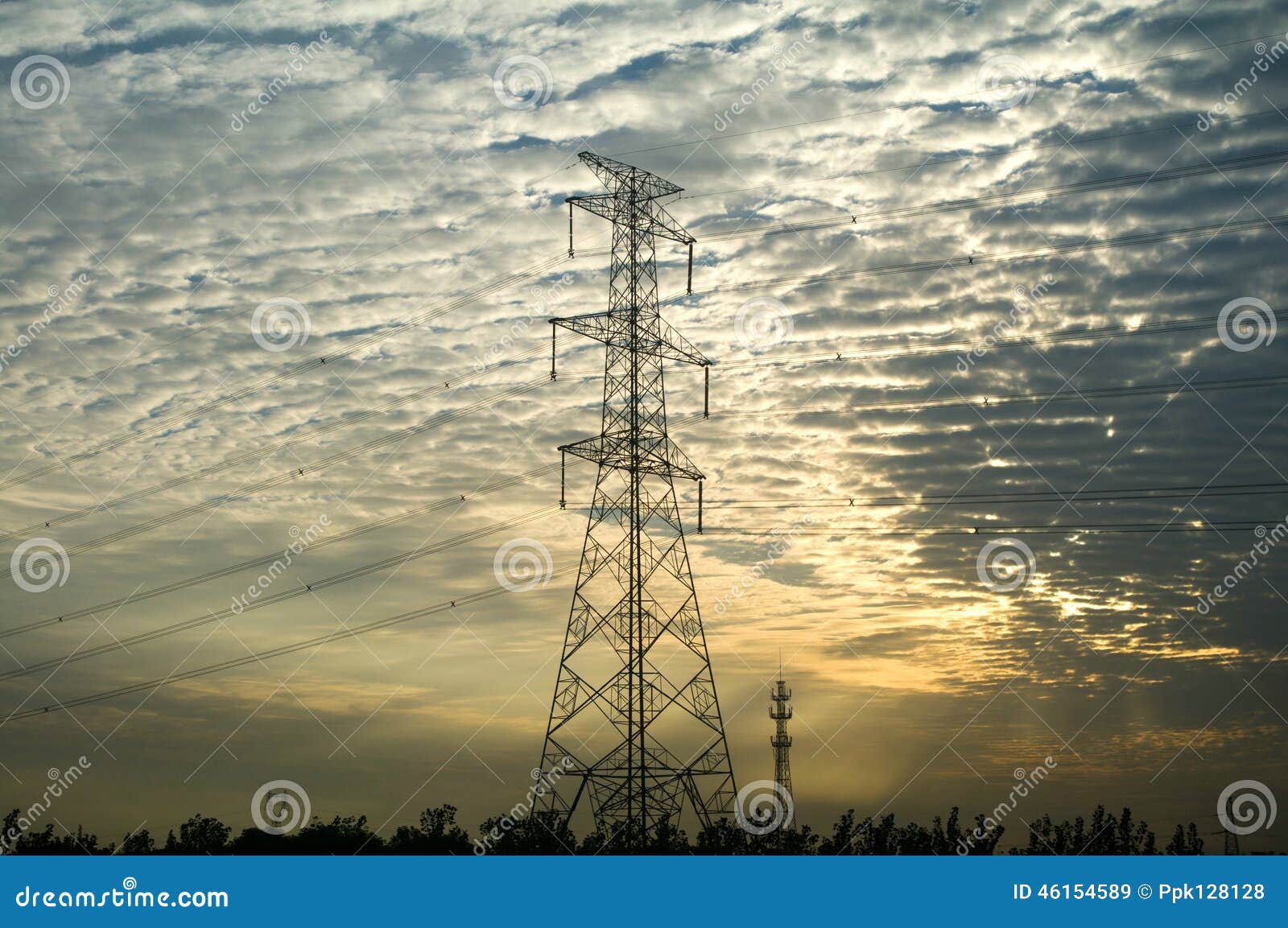 High Voltage Power Lines stock image. Image of light - 46154589