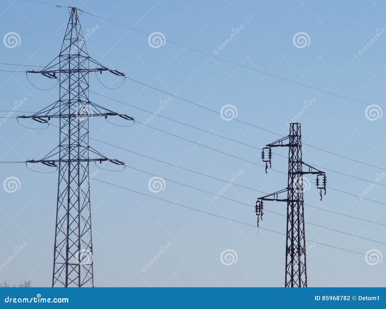 The Mast Of The High-voltage Power Transmission Line Is Located In The ...