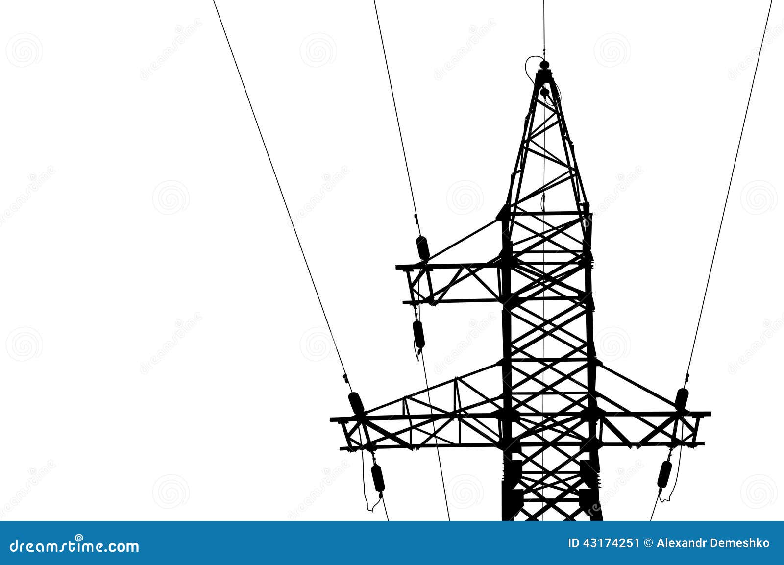 High Voltage Power Lines and Pylon. Stock Vector - Illustration of ...