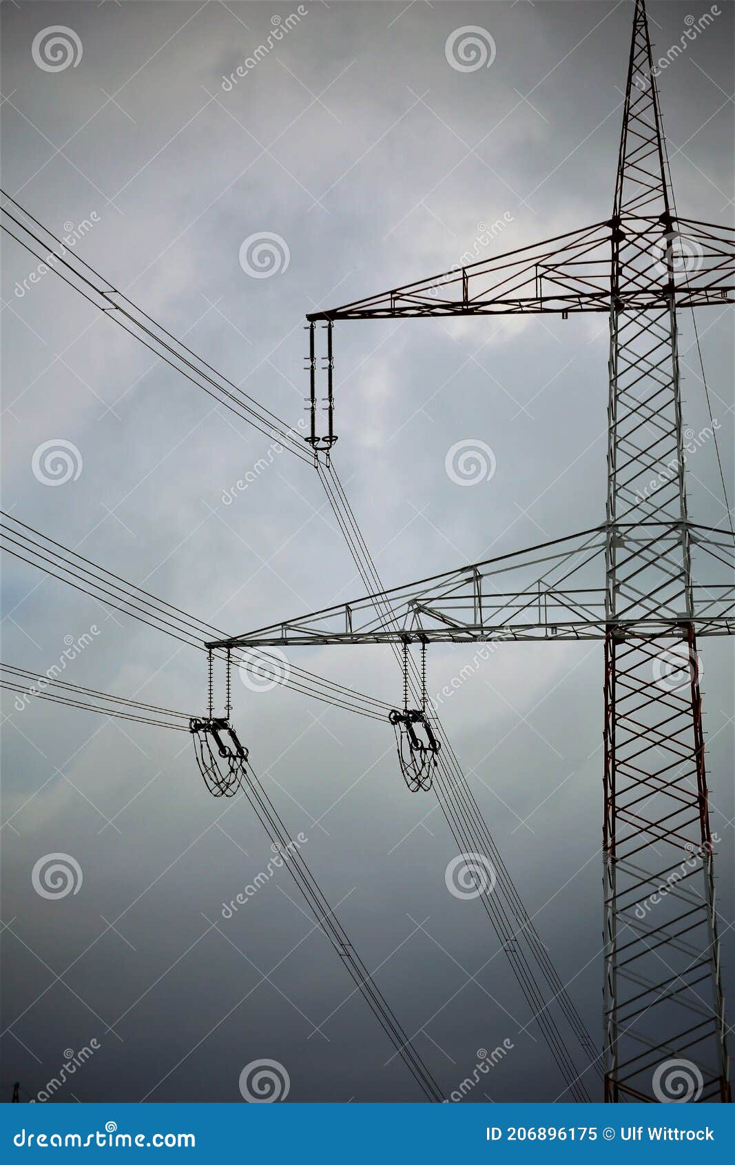High Voltage Power Lines on Background of Blue Sky Stock Image - Image ...