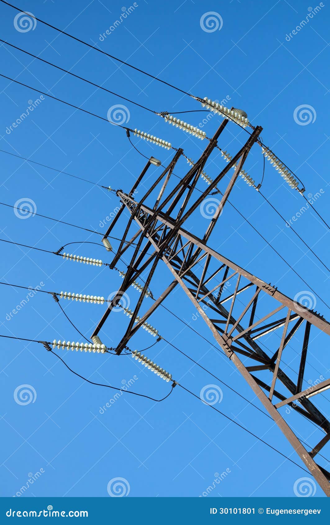 High Voltage Power Lines and Steel Pylon Stock Image - Image of ...