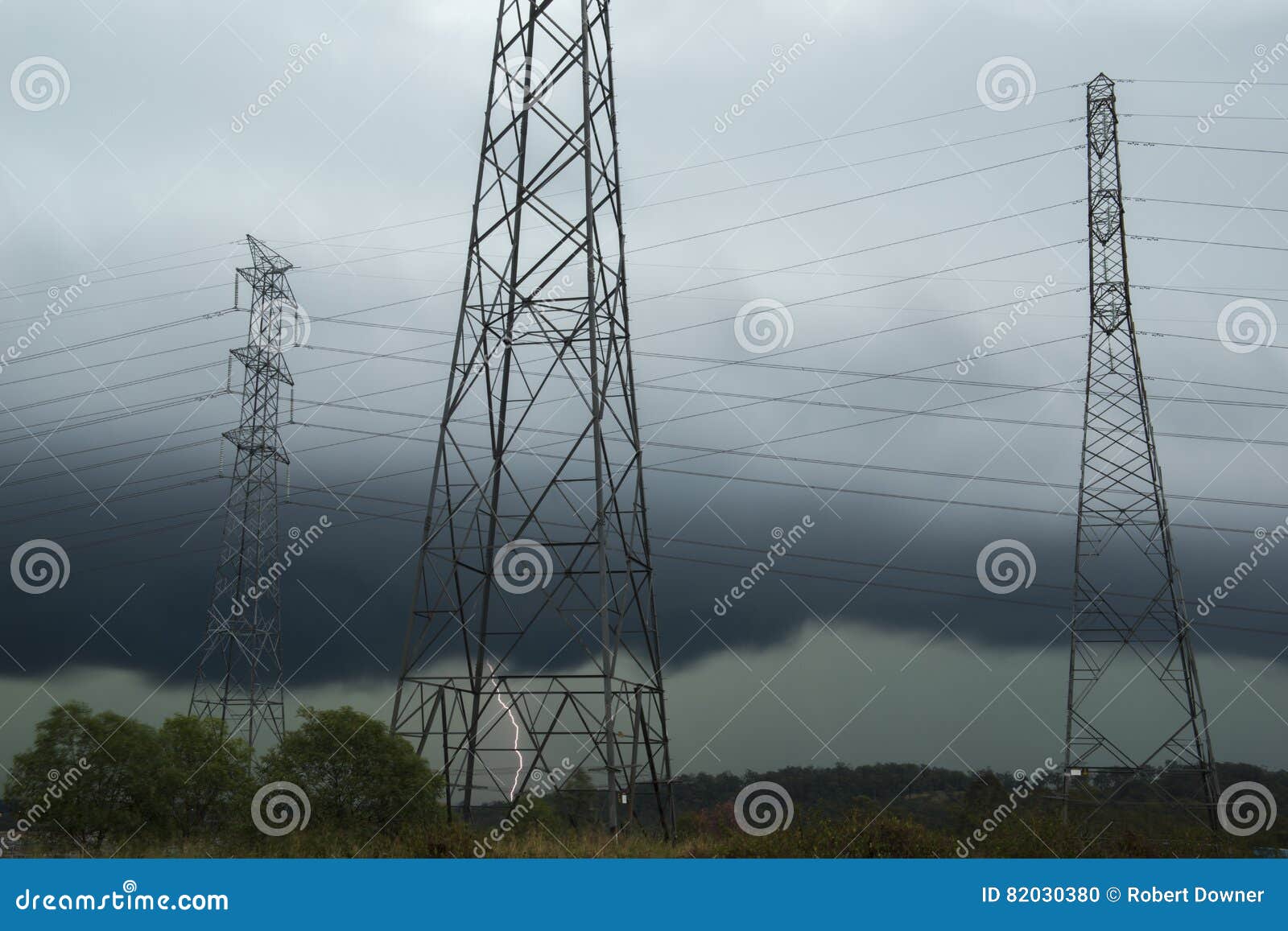 High Voltage Power Lines during a Storm Stock Photo - Image of clean ...