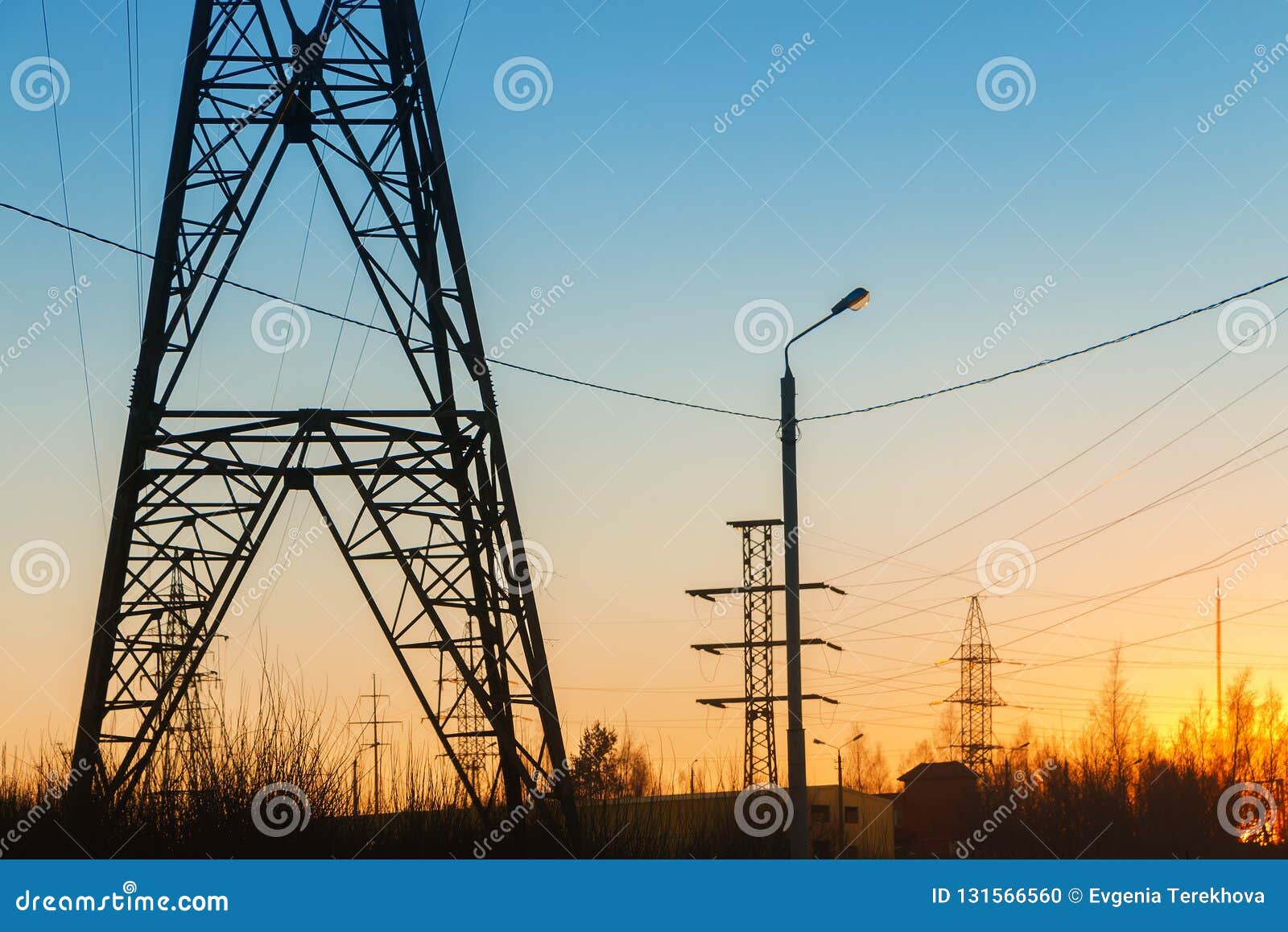 High Voltage Power Lines in an Urban Environment on the Background of ...