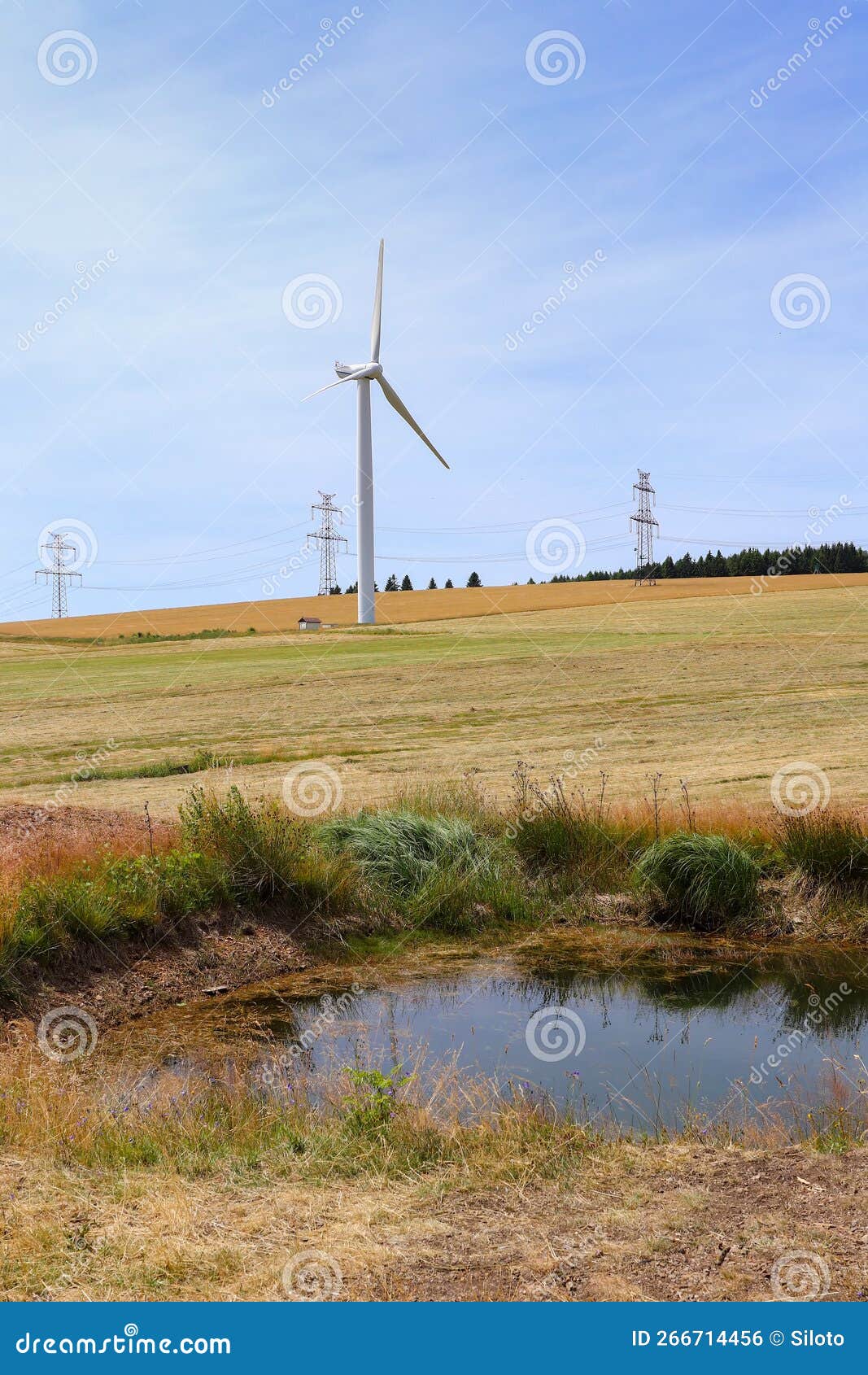 High Voltage Power Lines and Wind Power Plant Stock Photo - Image of ...