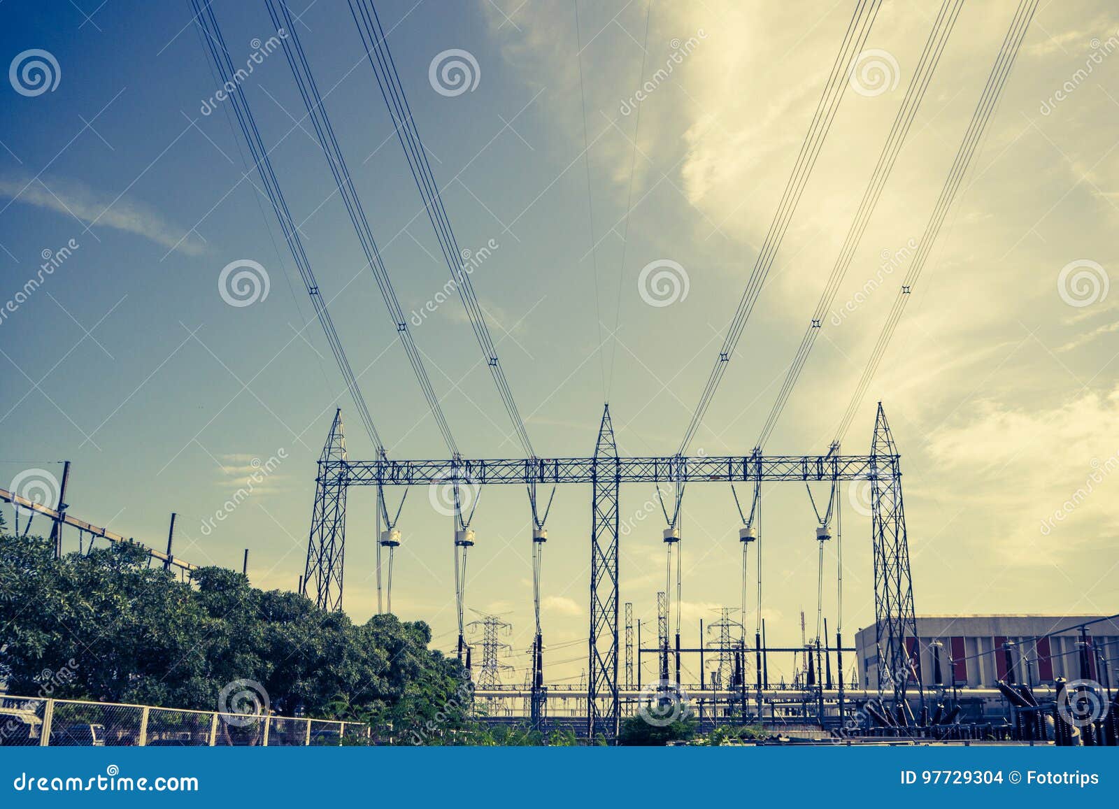 High Voltage Power Plant and Transformation Station Stock Photo - Image ...