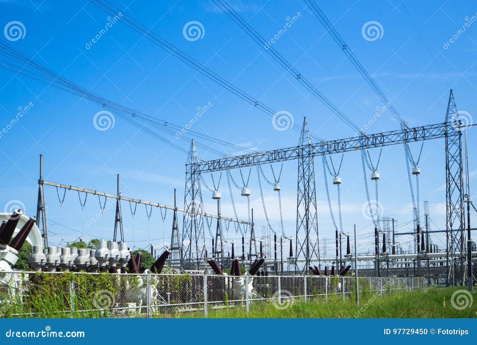 High Voltage Power Plant and Transformation Station Stock Photo - Image ...