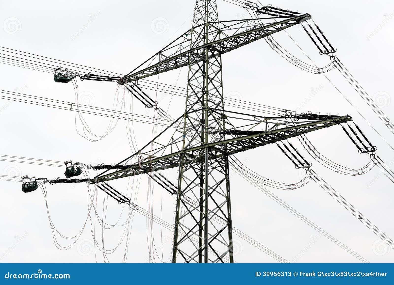 High Voltage Power Pole Construction Works Stock Image - Image of ...