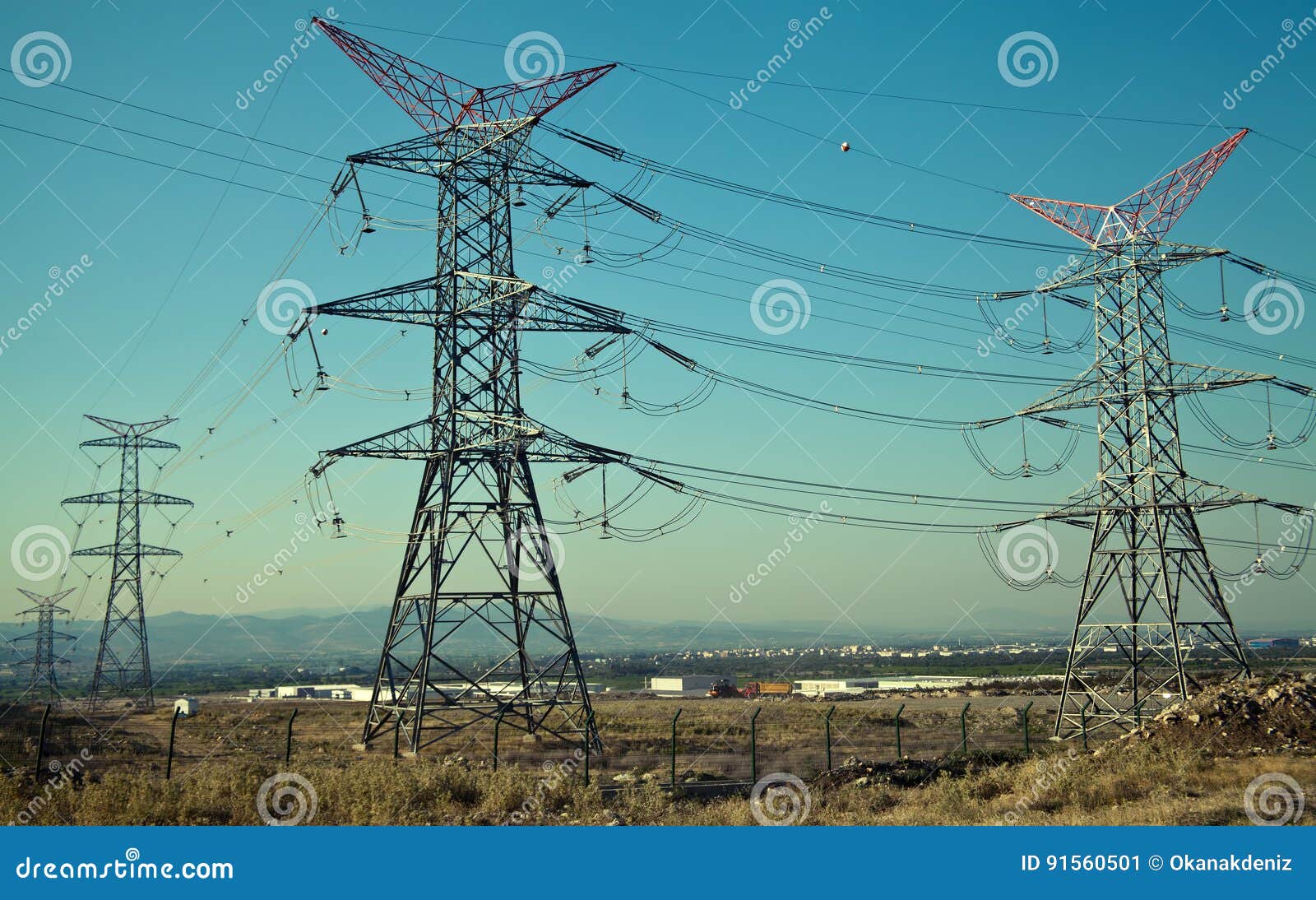 High Voltage Power Post Electric Poles Stock Image - Image of ...