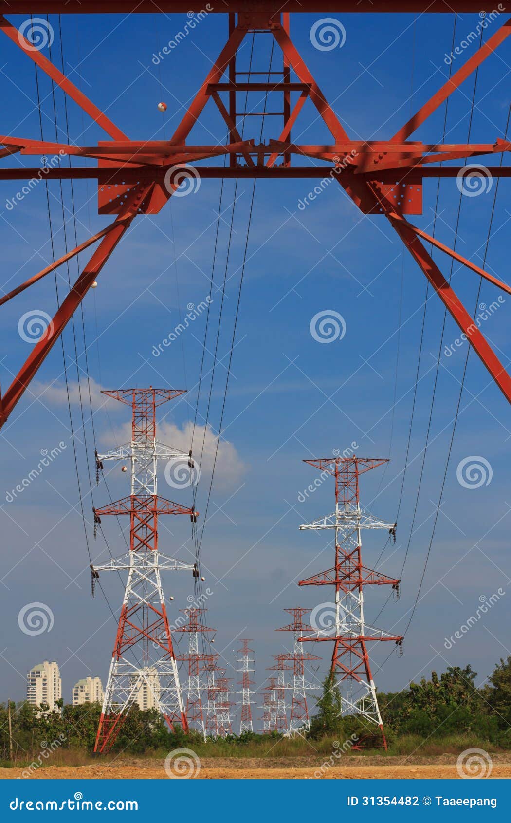High voltage power pylon stock photo. Image of plant - 31354482