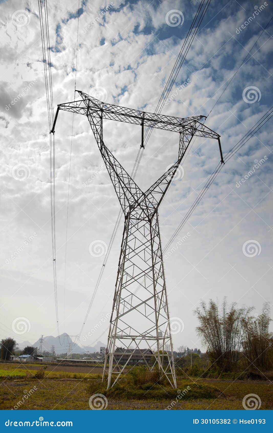 High voltage power tower stock photo. Image of morning - 30105382