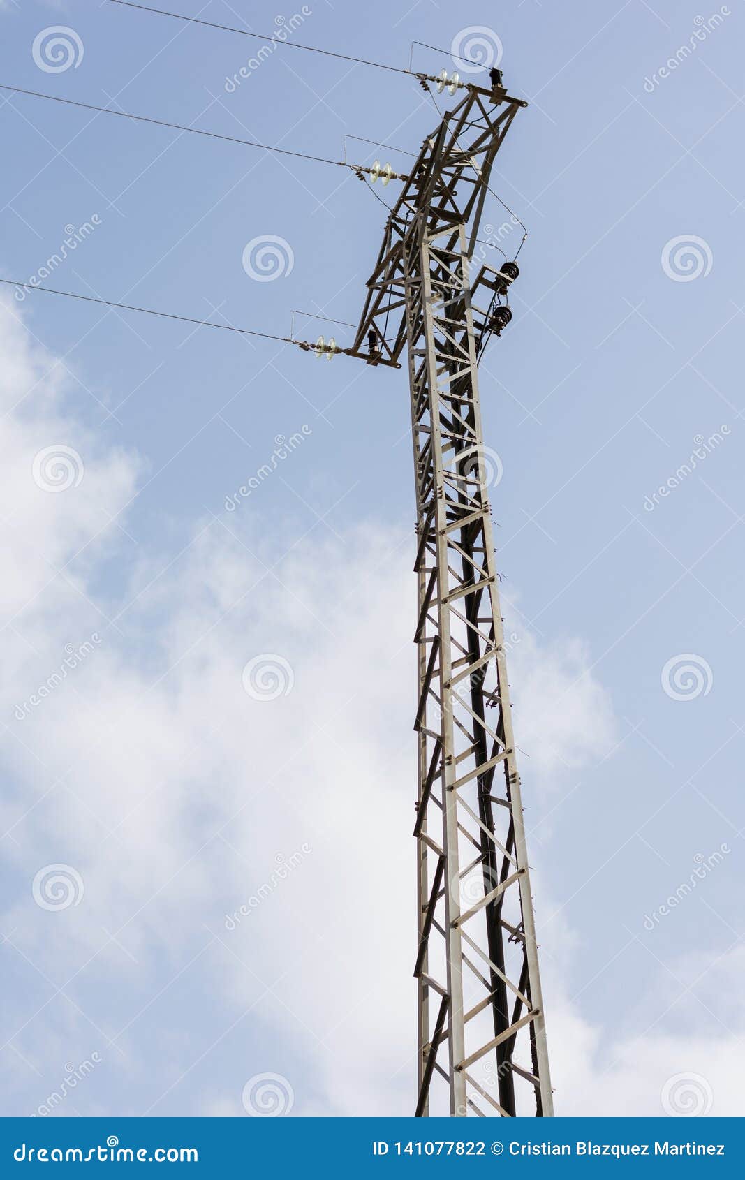 High Voltage Power Tower Pylon and Line Cables Stock Photo - Image of ...