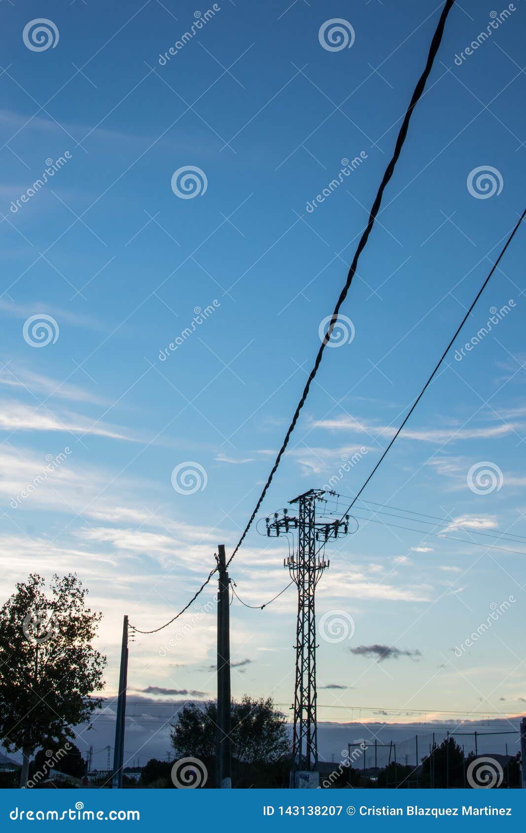 High Voltage Power Tower Pylon And Line Cables Royalty-Free Stock ...