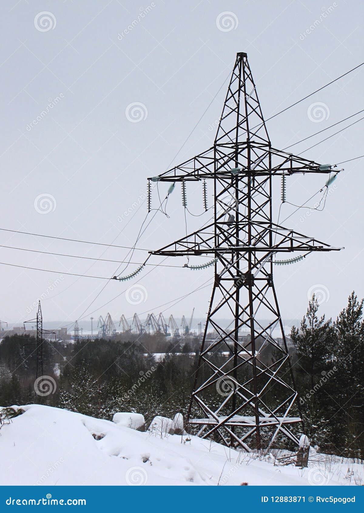 High-voltage Power Transmission Lines Stock Image - Image of path ...