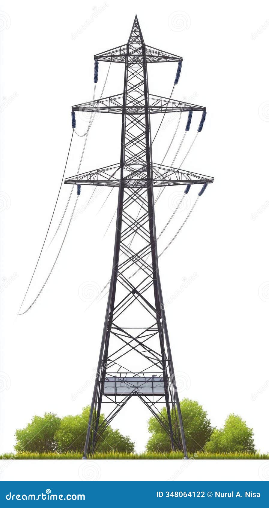 High Voltage Power Transmission Tower with Overhead Lines Stock Photo ...