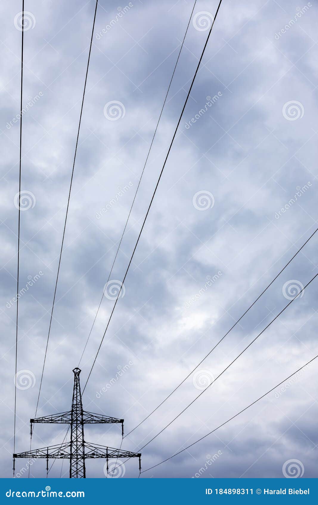 High Voltage Pylon with Cables Stock Image - Image of industry, cable ...