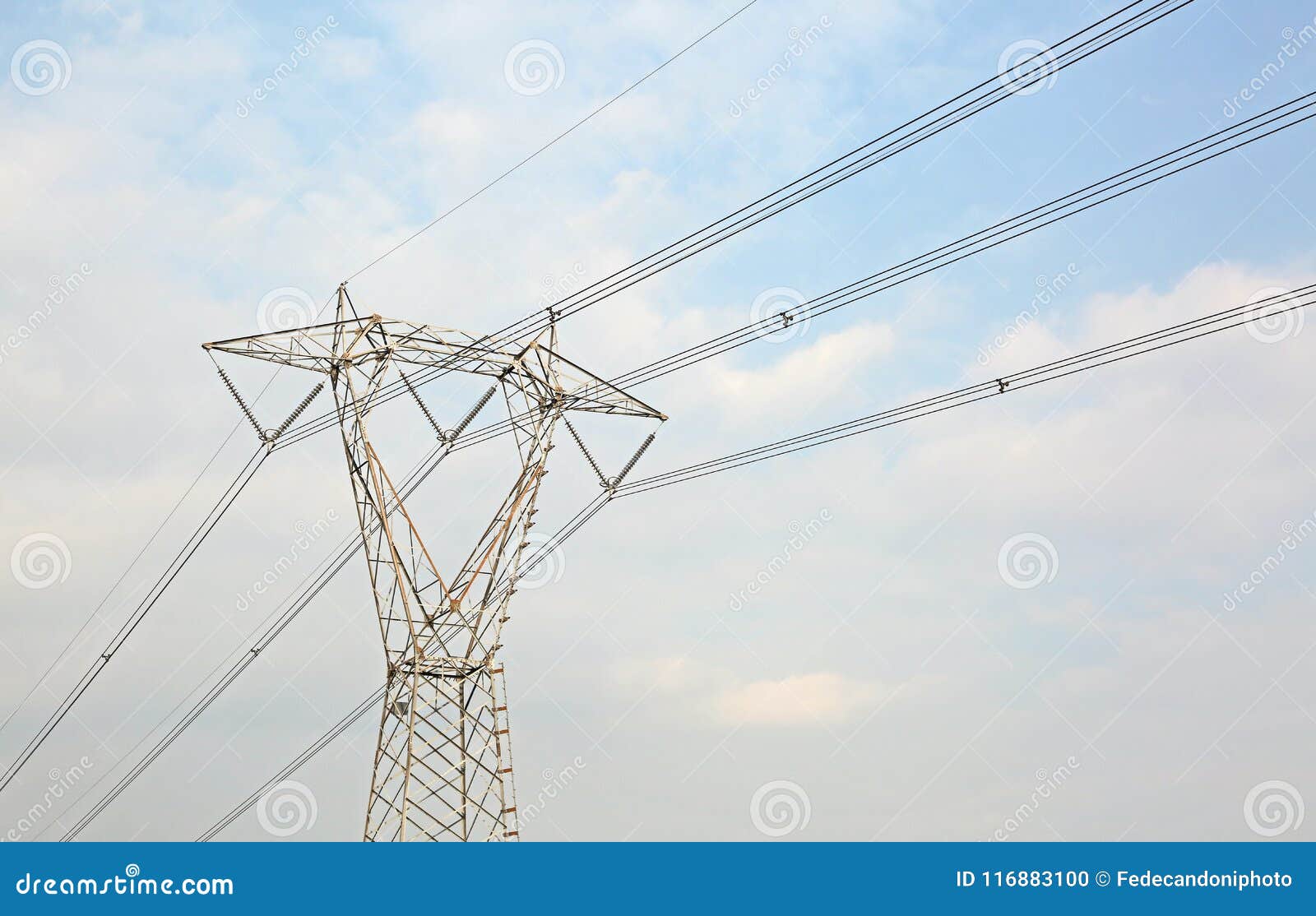 High Voltage Pylon with Electric Wires Stock Photo - Image of ...